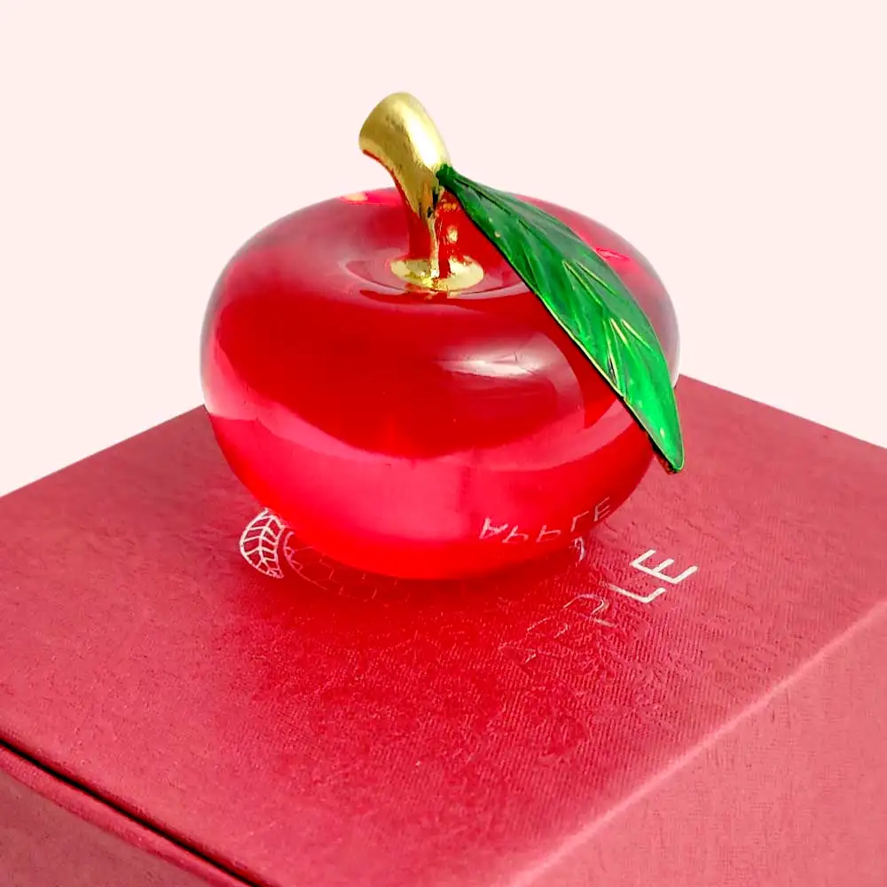 Mar rosu cristal feng shui, marul pacii mare 5 cm, cutie cu satin ...