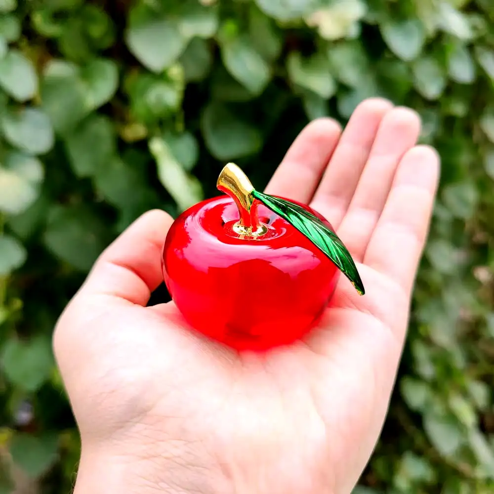 Mar rosu cristal feng shui, marul pacii mare 5 cm, cutie cu satin ...