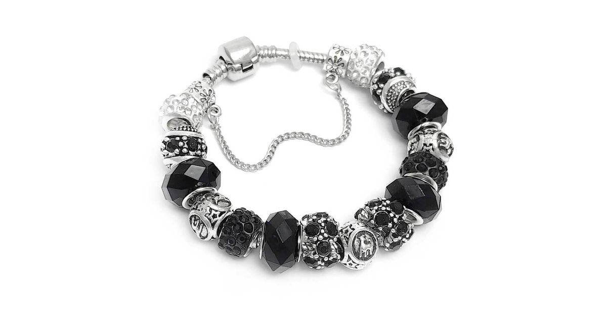 Bratara zodia Taur tip Pandora, suflata cu argint cu strasuri montate ...