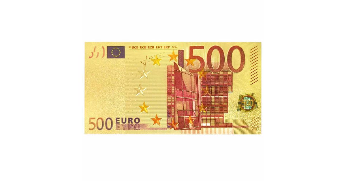 Bancnota metalica 500 euro, amuleta pentru bani, polimer 15 cm | Zodiacool
