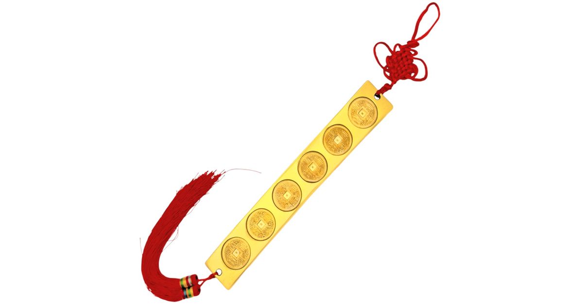 Placa cu 6 monede feng shui, pentru noroc si armonie | Zodiacool