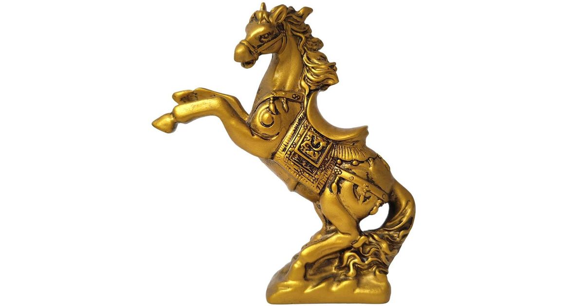 Cal in doua picioare, amuleta feng shui pentru reusite si bani, auriu ...